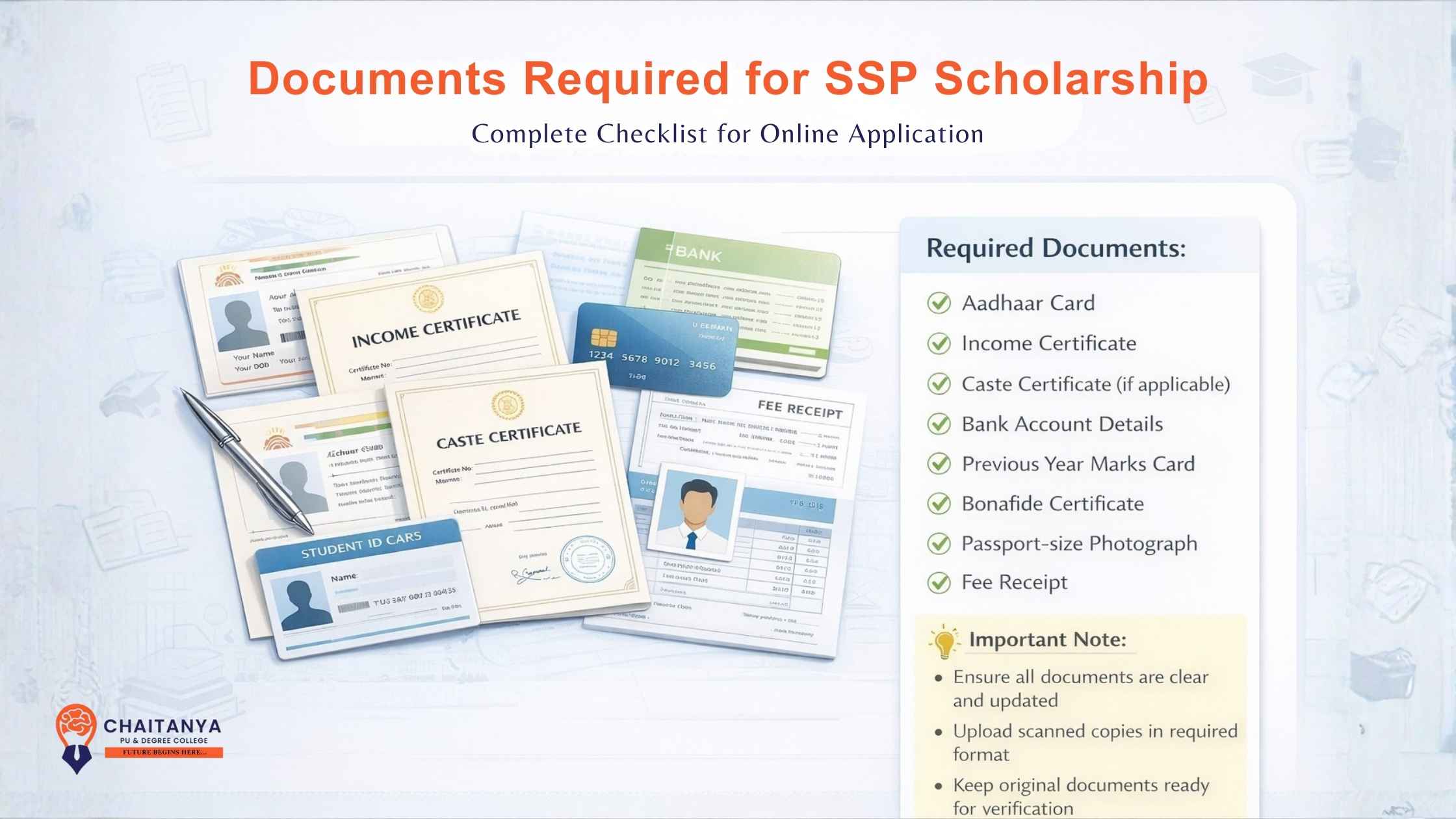 SSP Scholarship Documents – Chaitanya College